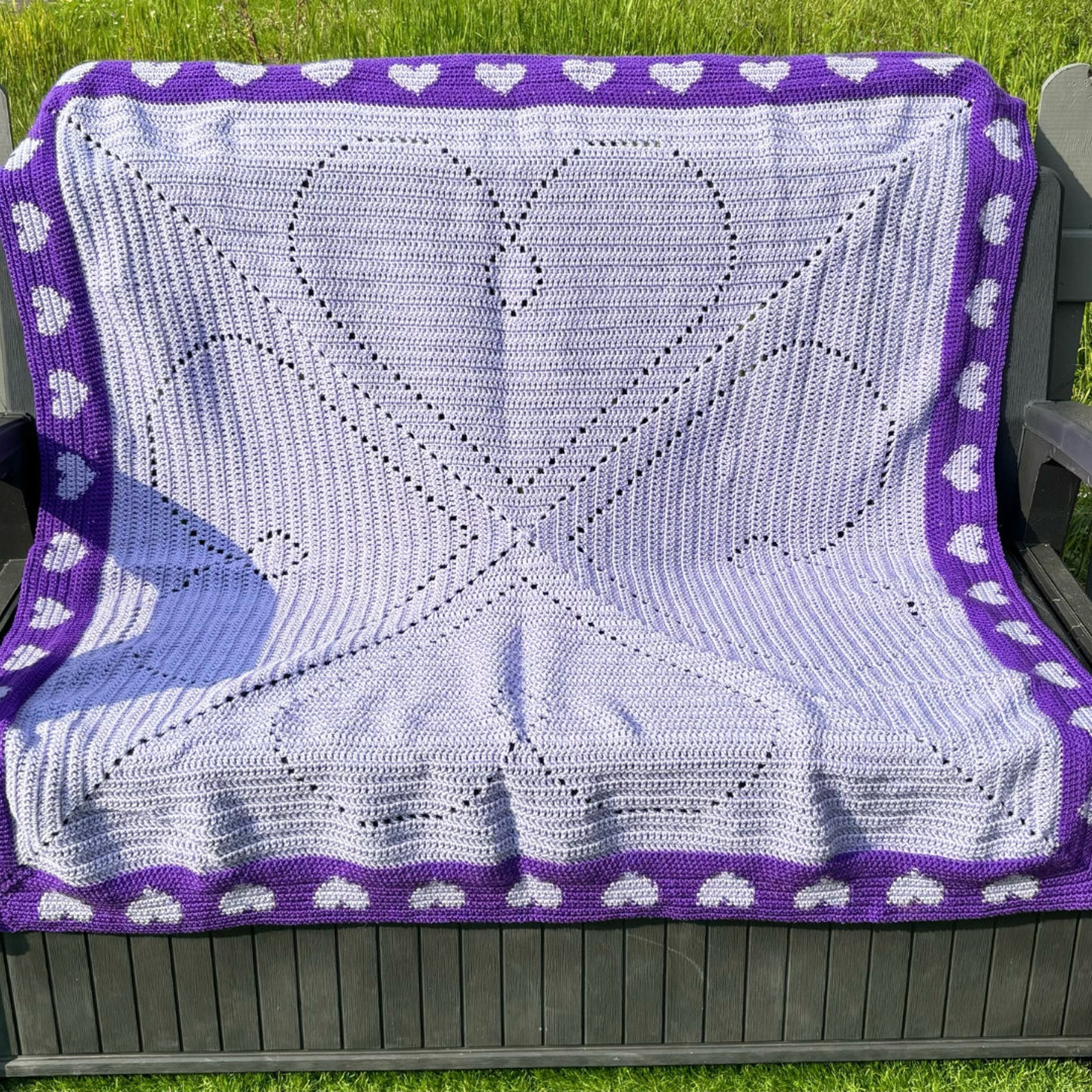 Filet Hearts Crochet Baby Blanket Pattern – PDF Crochet Pattern – Heart ...