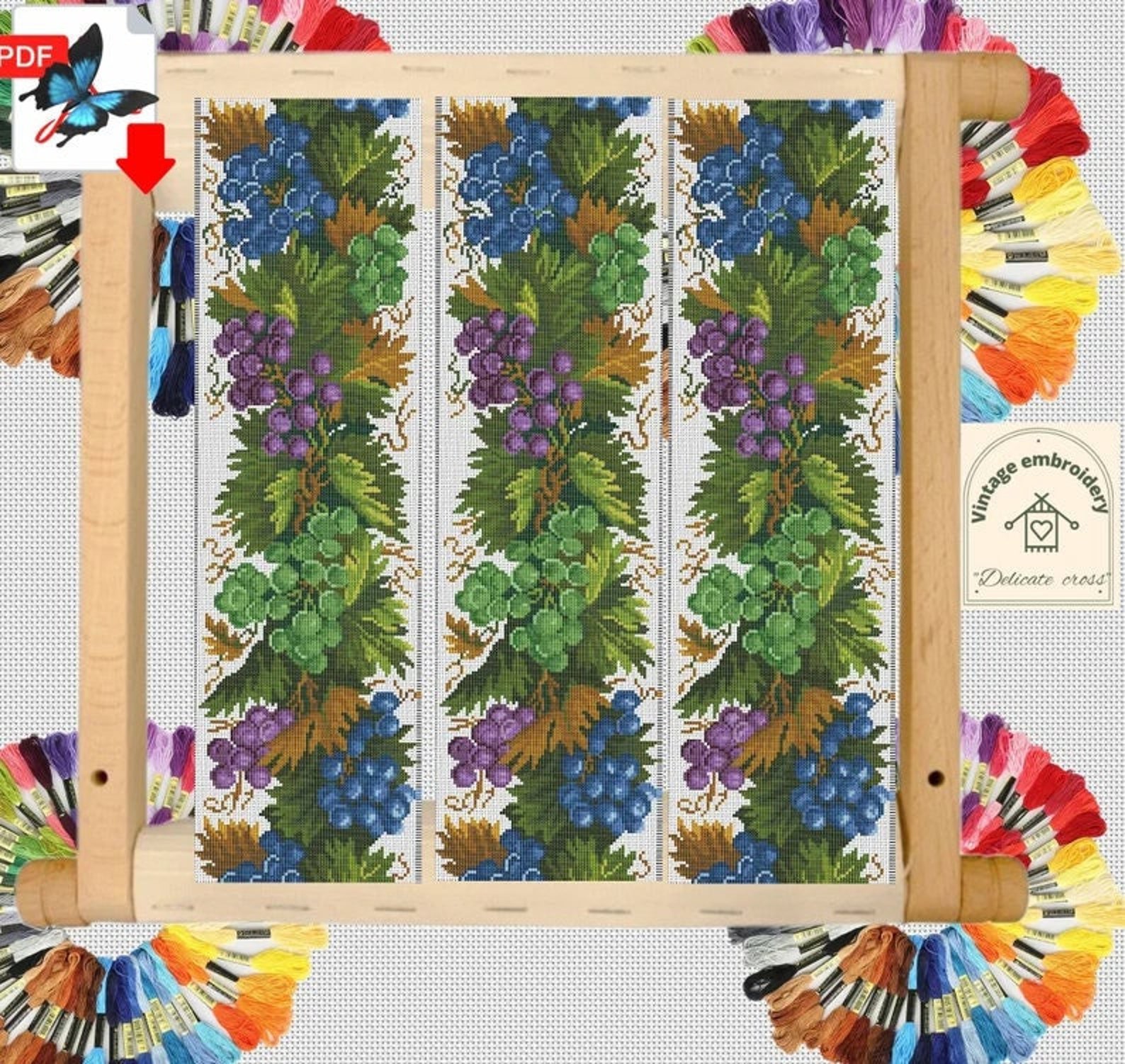 Sampler Cross Stitch Pattern Grape Vintage Cross Stitch - Etsy