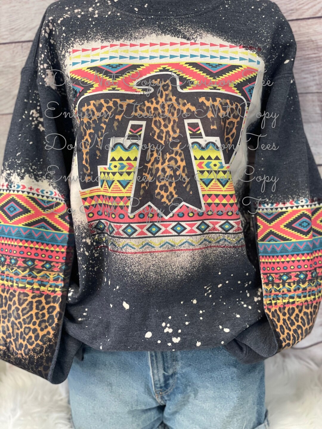 Aztec Leopard Thunder Bird Sweatshirt Western Sweatshirt Cowboy ...