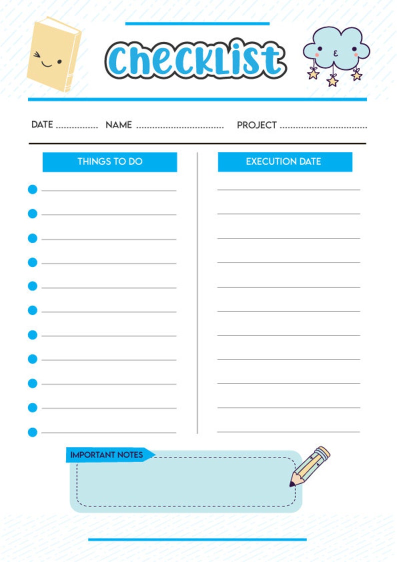 Editable Checklist Palnner, Printable - Etsy