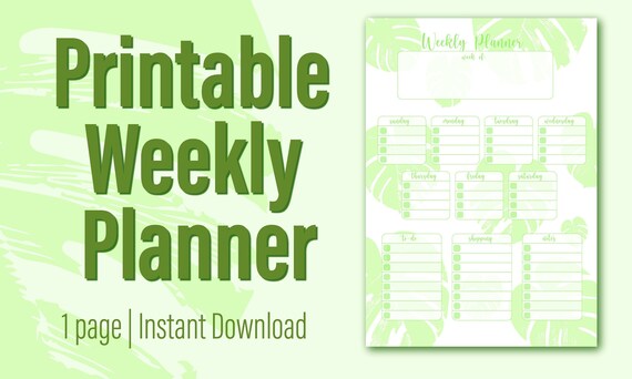 Weekly Planner Printable Printable Planner Planner PDF - Etsy