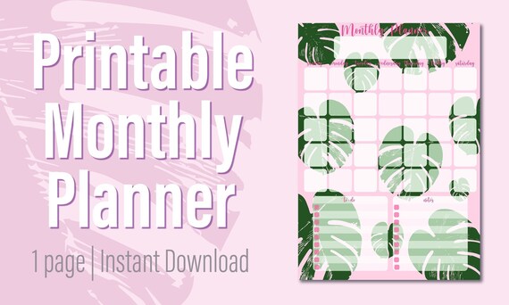 Monthly Planner Printable Printable Planner Planner PDF - Etsy