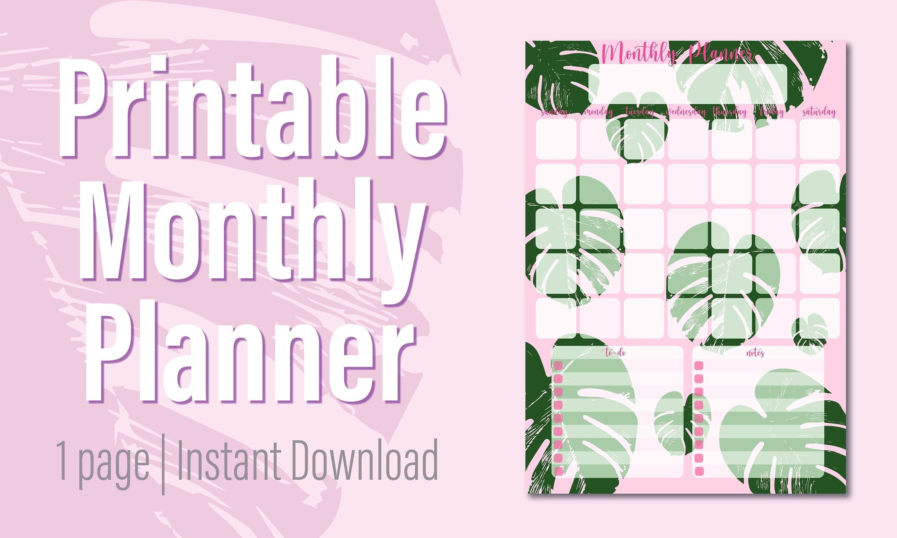 Monthly Planner Printable | Printable Planner | Planner PDF Printable ...