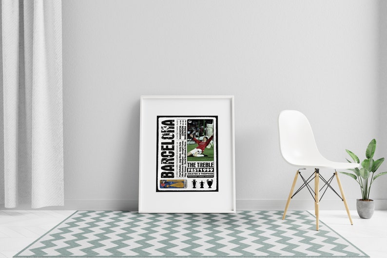 Manchester United "the Treble" Barcelona Print - Etsy