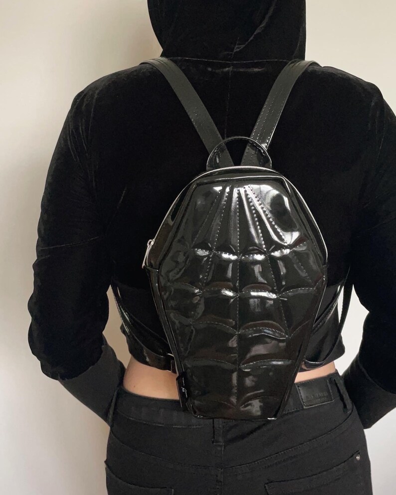 Backpack Vinyl Leather Coffin Goth Gothic Backpack Handmade - Etsy