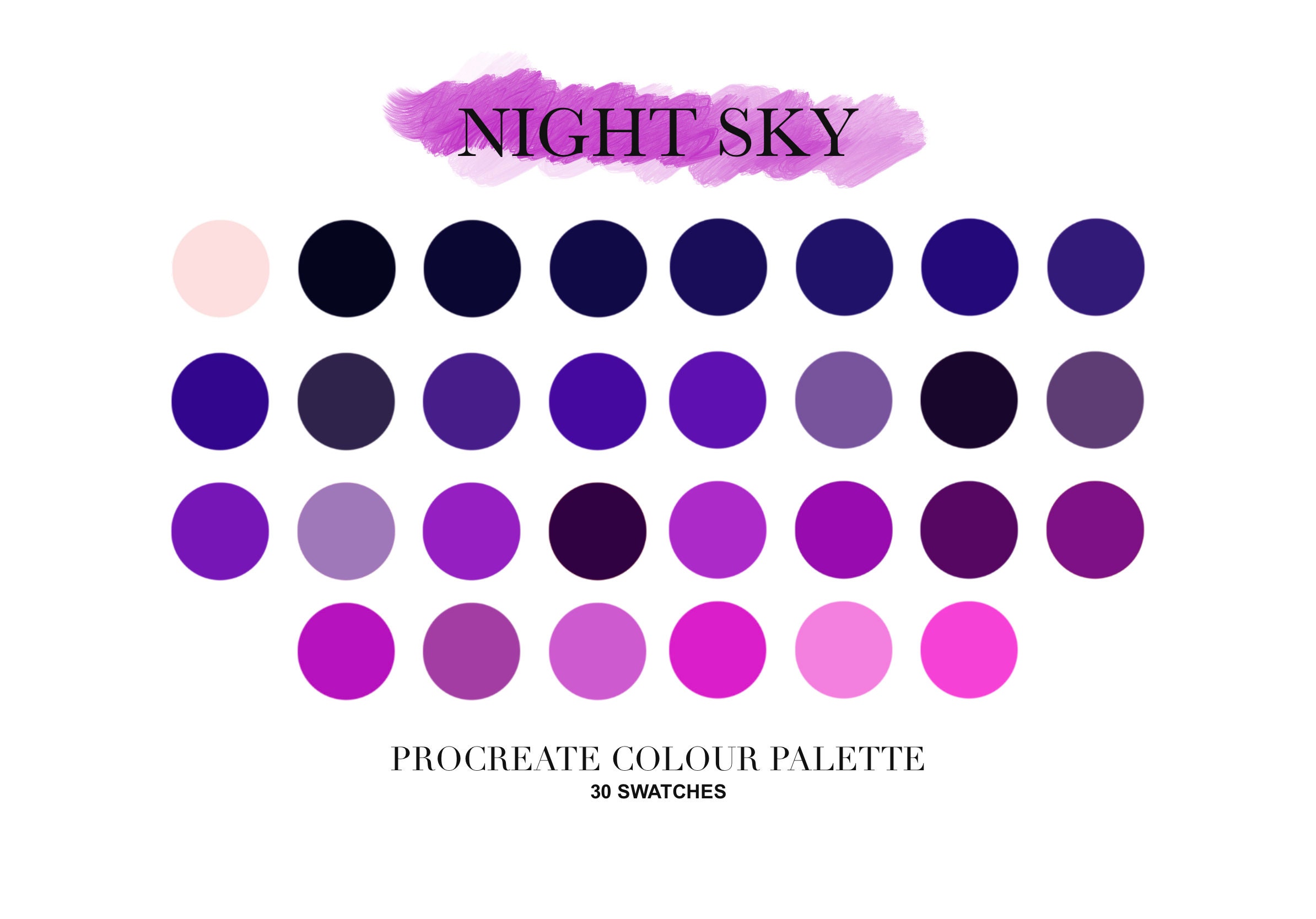 Procreate Colour Palette Night Sky Swatches, iPad Illustration ...