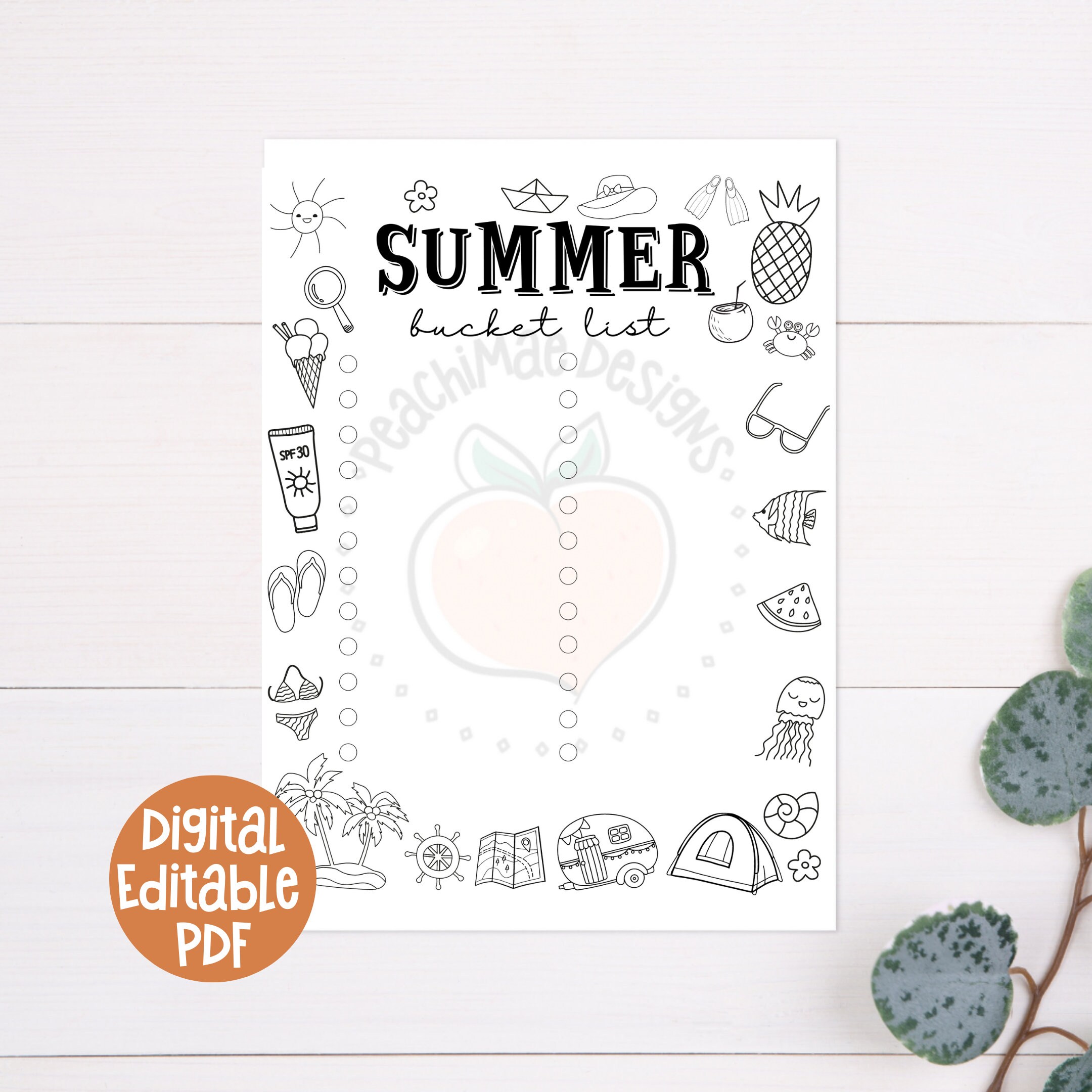 Editable Summertime Bucket List | Summer Bucket List Printable ...