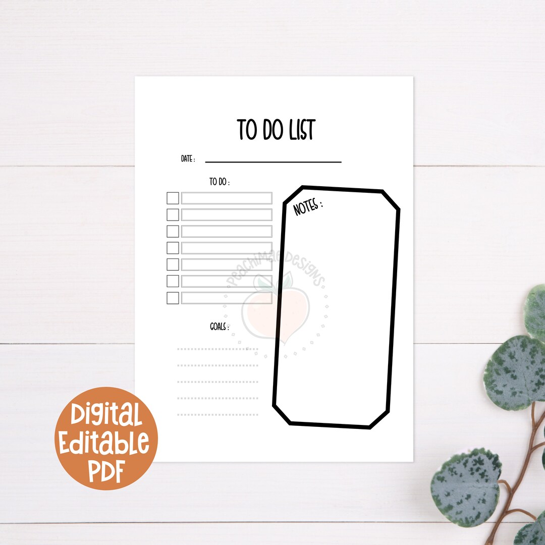 Editable to Do List Simple Fun Black | to Do List Printable | Editable ...