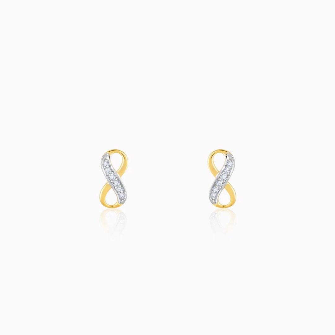 Infinity Diamond Earrings, 14K Solid Gold Infinity Earrings, Cvd Tiny ...