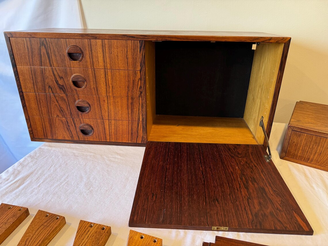 1960s Mid Century Hansen & Guldborg Danish Rosewood Floating Wall ...
