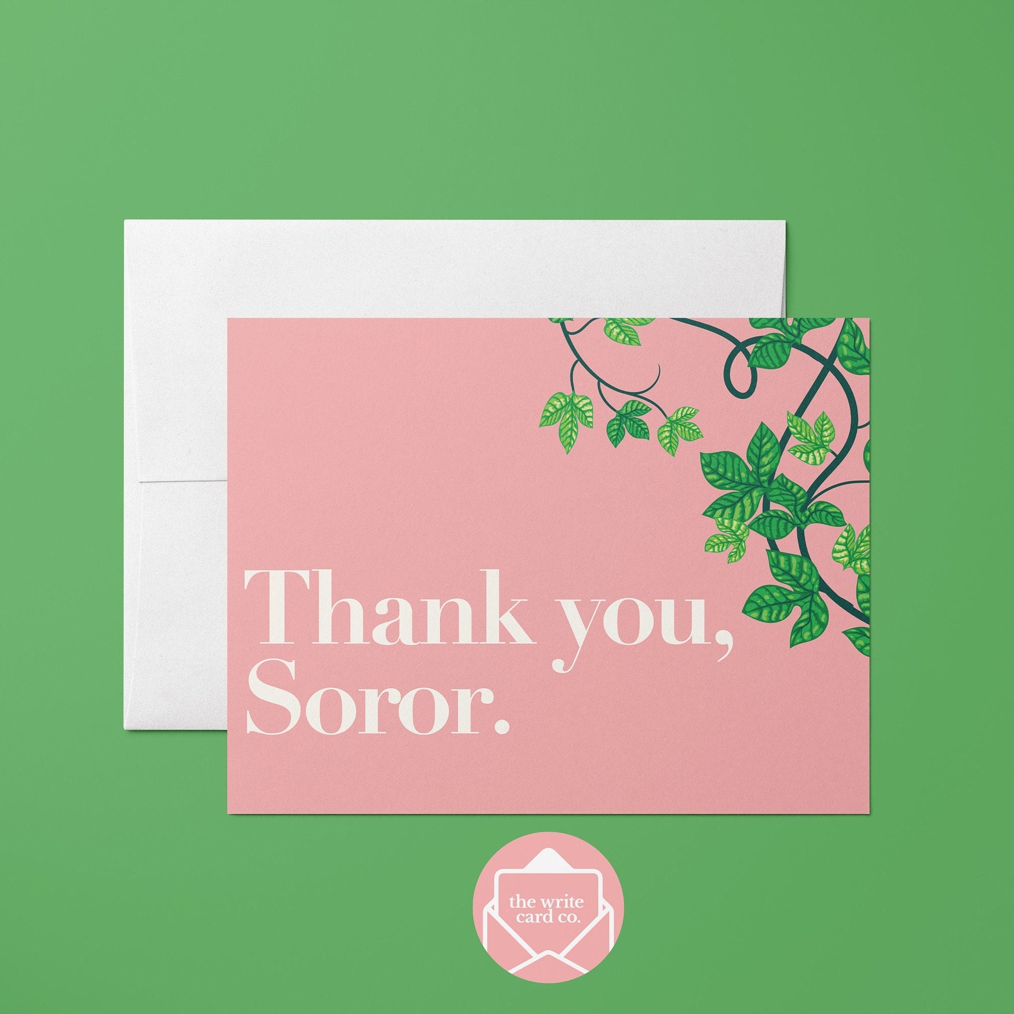 Thank You Soror | Alpha Kappa Alpha | Pink and Green Thank You Card ...