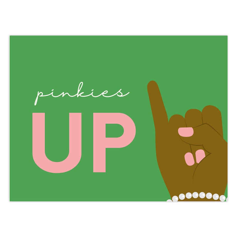 Pinkies up | Alpha Kappa Alpha | Pink and Green Blank Card | Green - Etsy