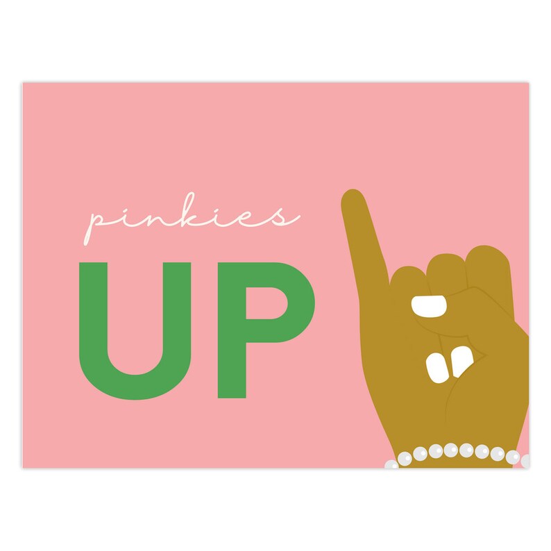 Pinkies up | Alpha Kappa Alpha | Pink and Green Blank Card | Pink - Etsy
