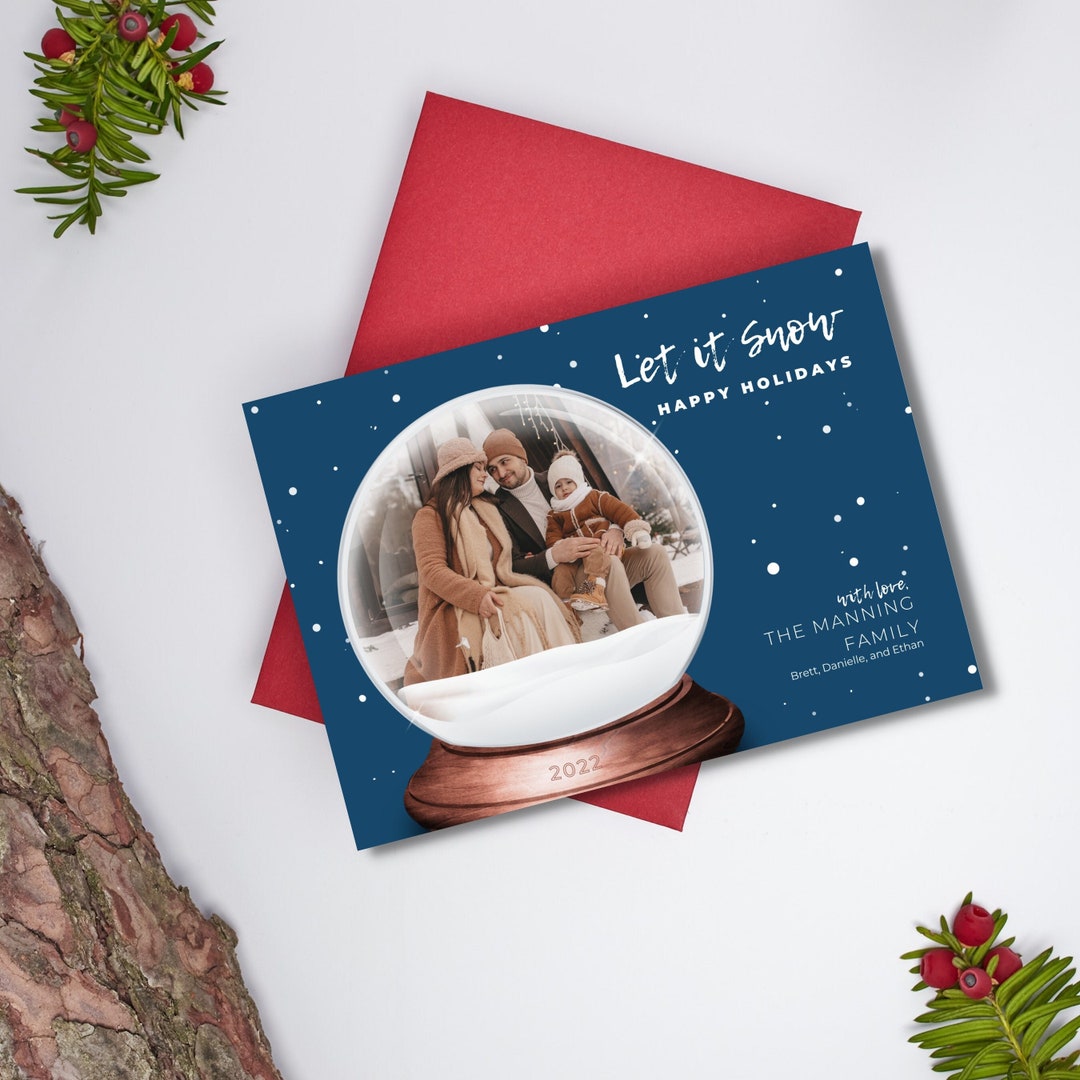 Christmas/holiday Card Holiday let It Snow Snow Globe Photo Card ...