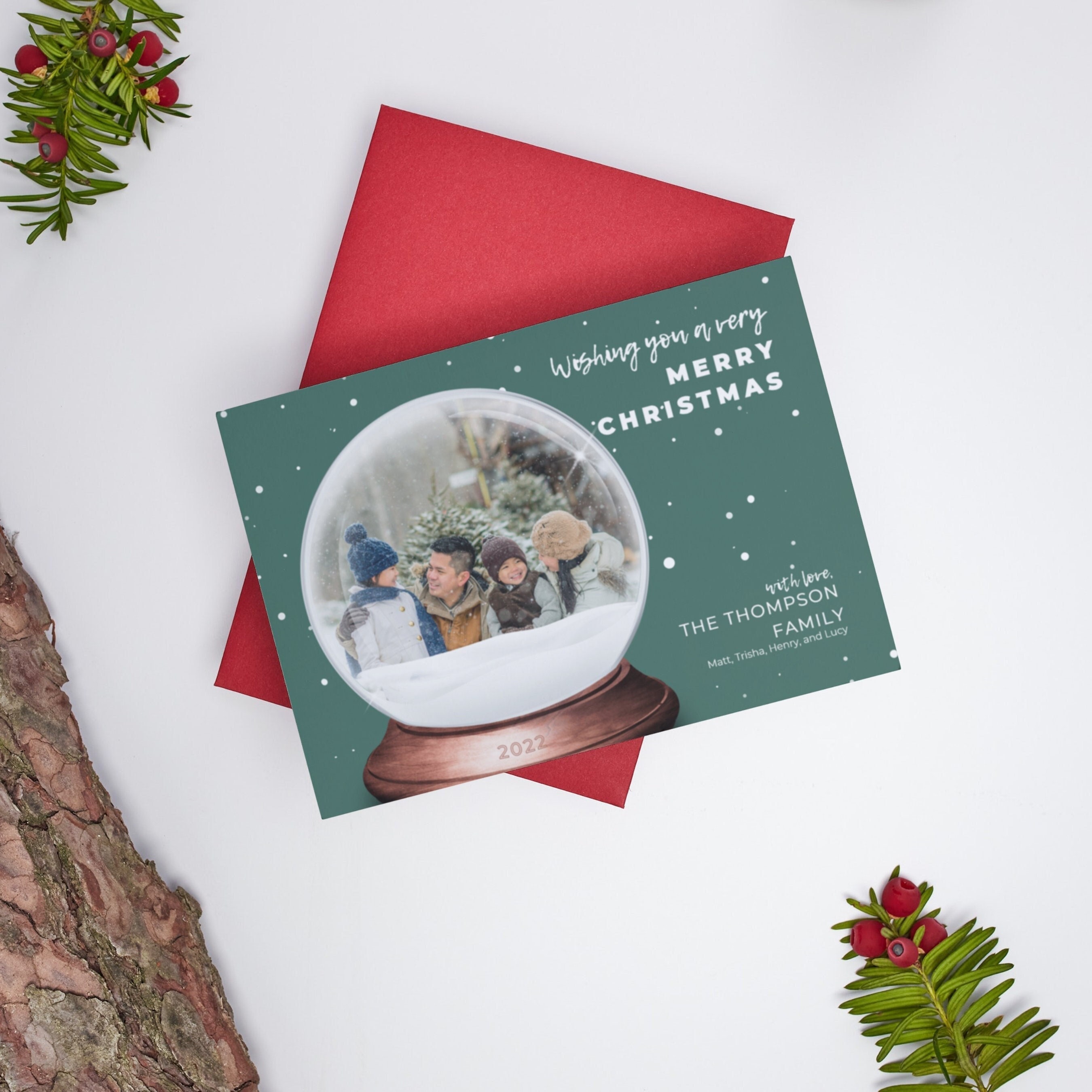 Christmas/holiday Card Christmas Snow Globe Photo Card Instant Digital ...