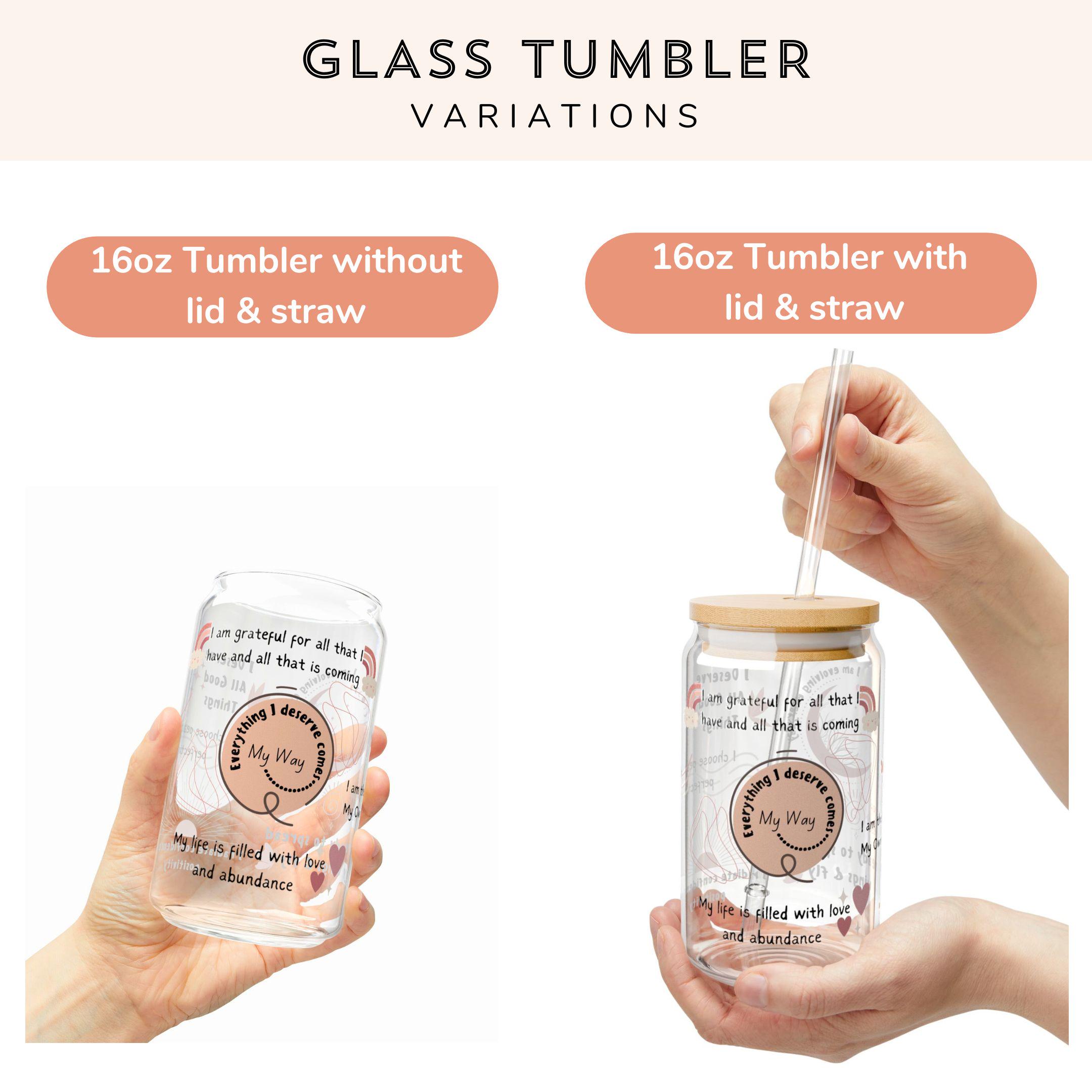 Positive Affirmations Sipper Glass Can, 16oz - Positive Quotes Tumbler ...