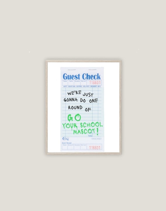 CUSTOM Guest Check College Print - Etsy