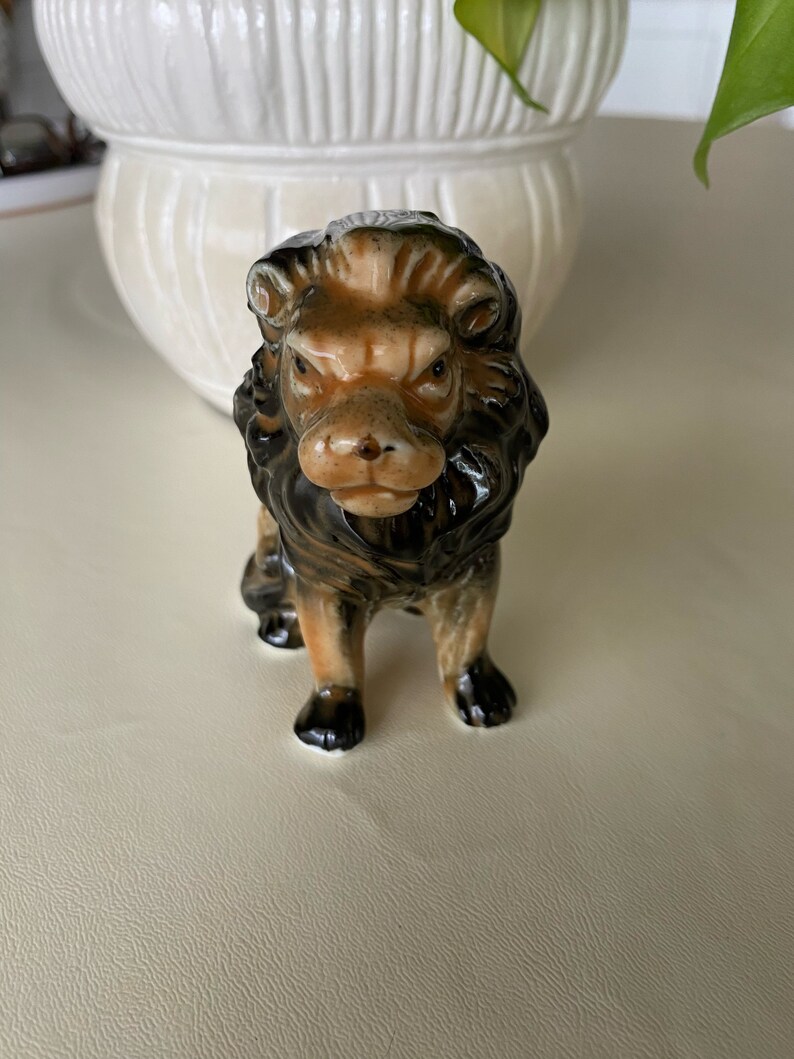 Vintage Ceramic Lion Figurine - Etsy