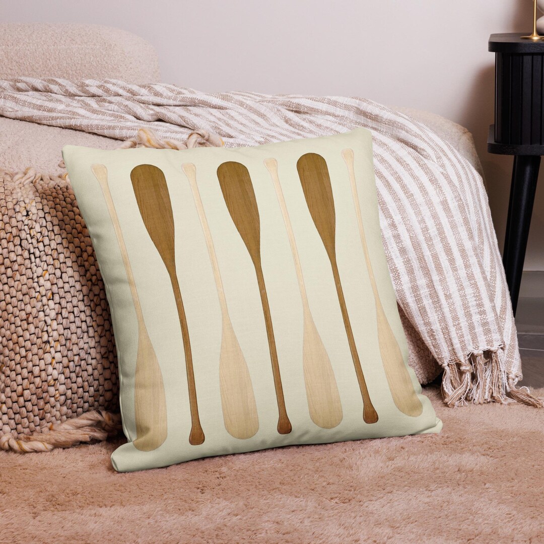 Canoe Paddle Pillow Cover: Neutral Stripe Linen Feel - Etsy