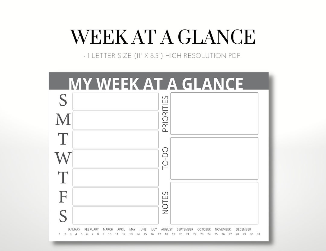 My Week at a Glance, Printable Weekly Schedule, Printable Week, Week at ...
