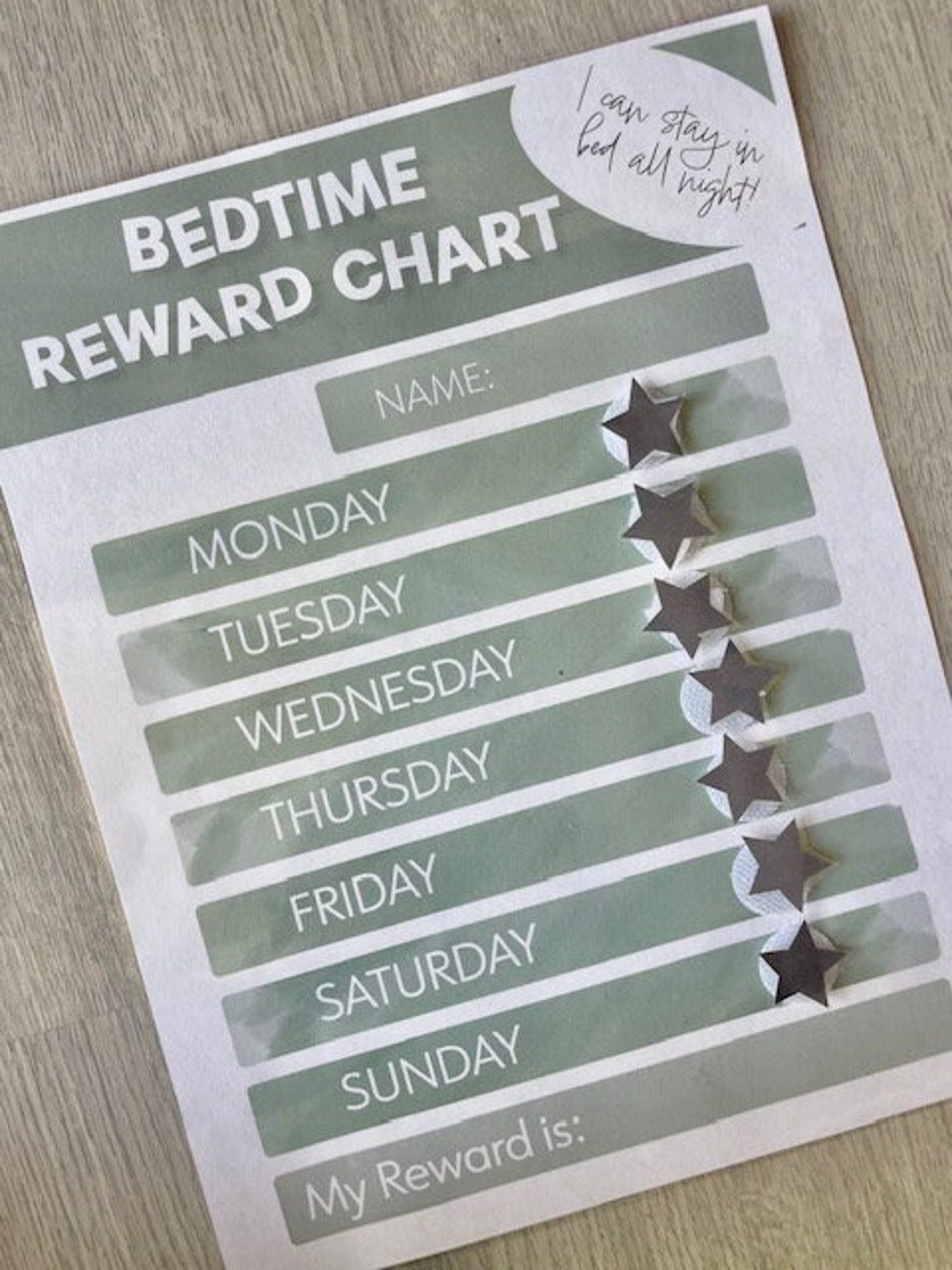 Bedtime Reward Chart, Kids, Reward Chart, Printable Reward Chart, Kids ...