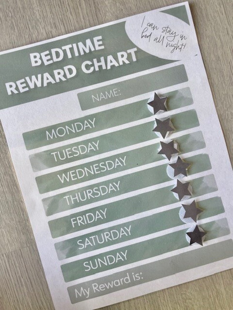 Bedtime Reward Chart, Kids, Reward Chart, Printable Reward Chart, Kids ...