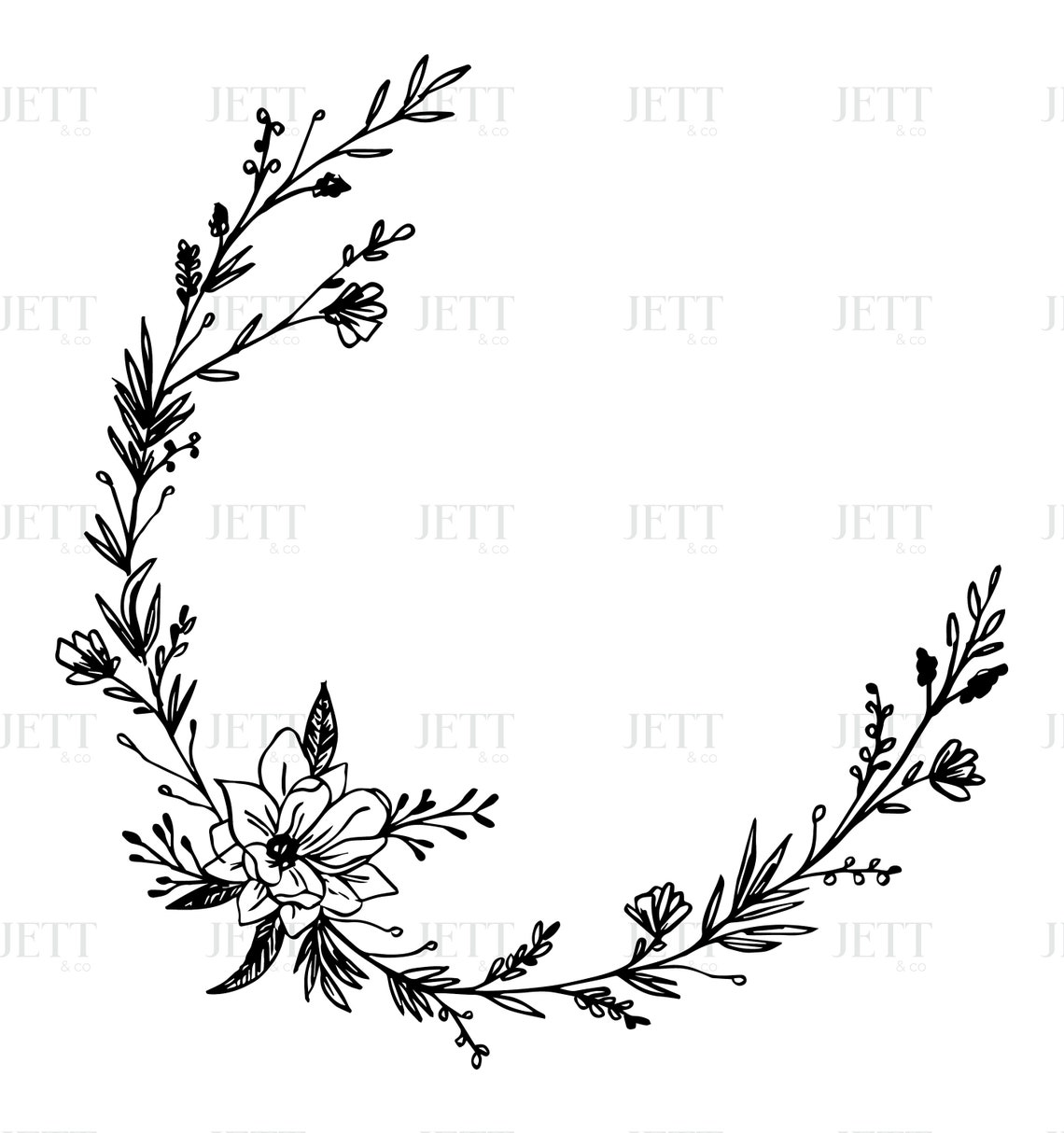 Floral Greenery Frame PNG & SVG, Clipart, Hand Drawn Illustrated ...