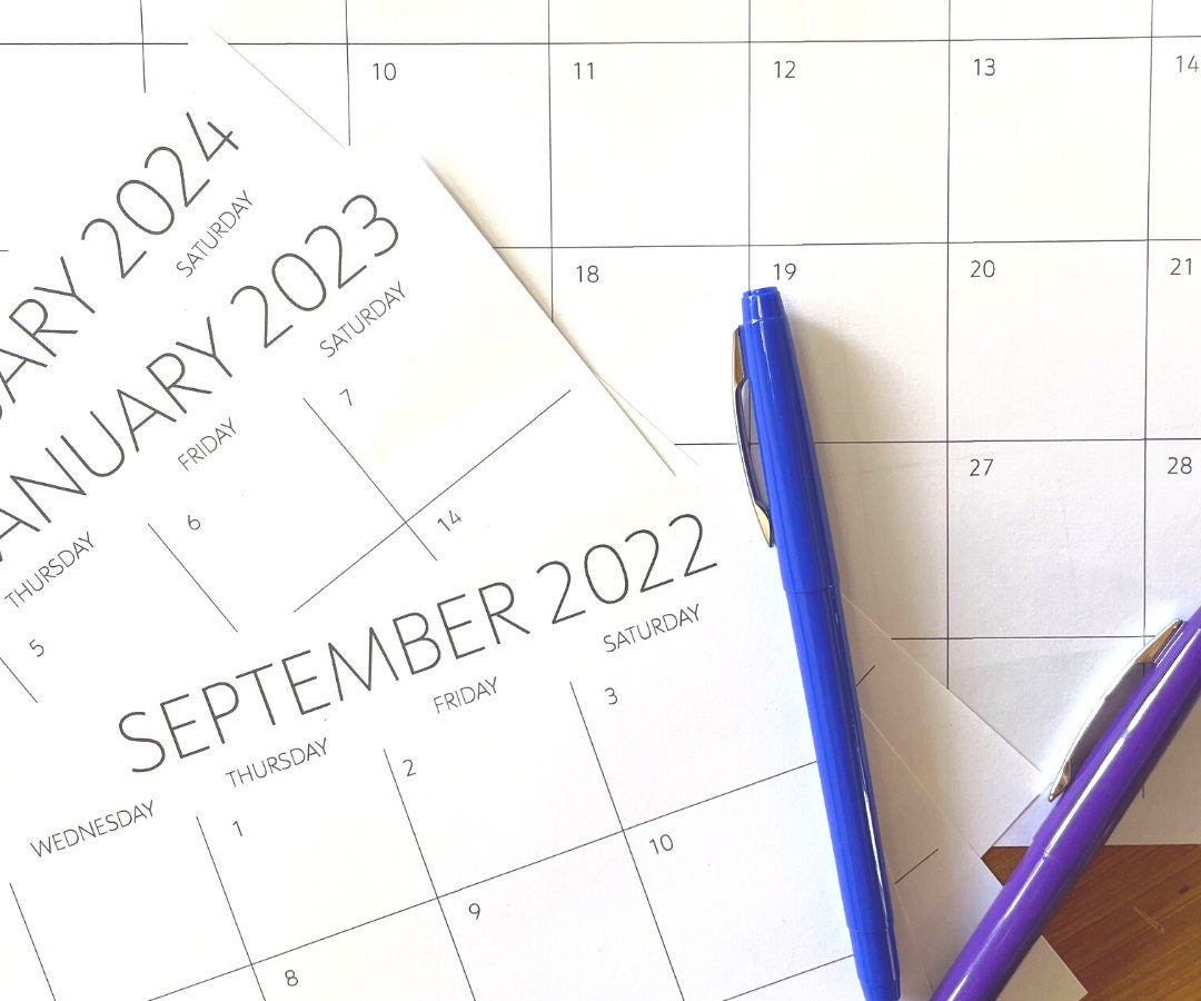 Printable Simplistic Calendar 2023-2024 Yearly/monthly Calendar ...