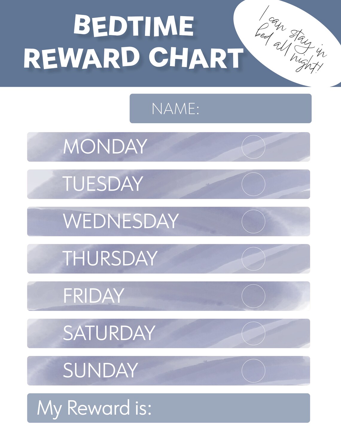 Bedtime Reward Chart, Kids, Reward Chart, Printable Reward Chart, Kids ...