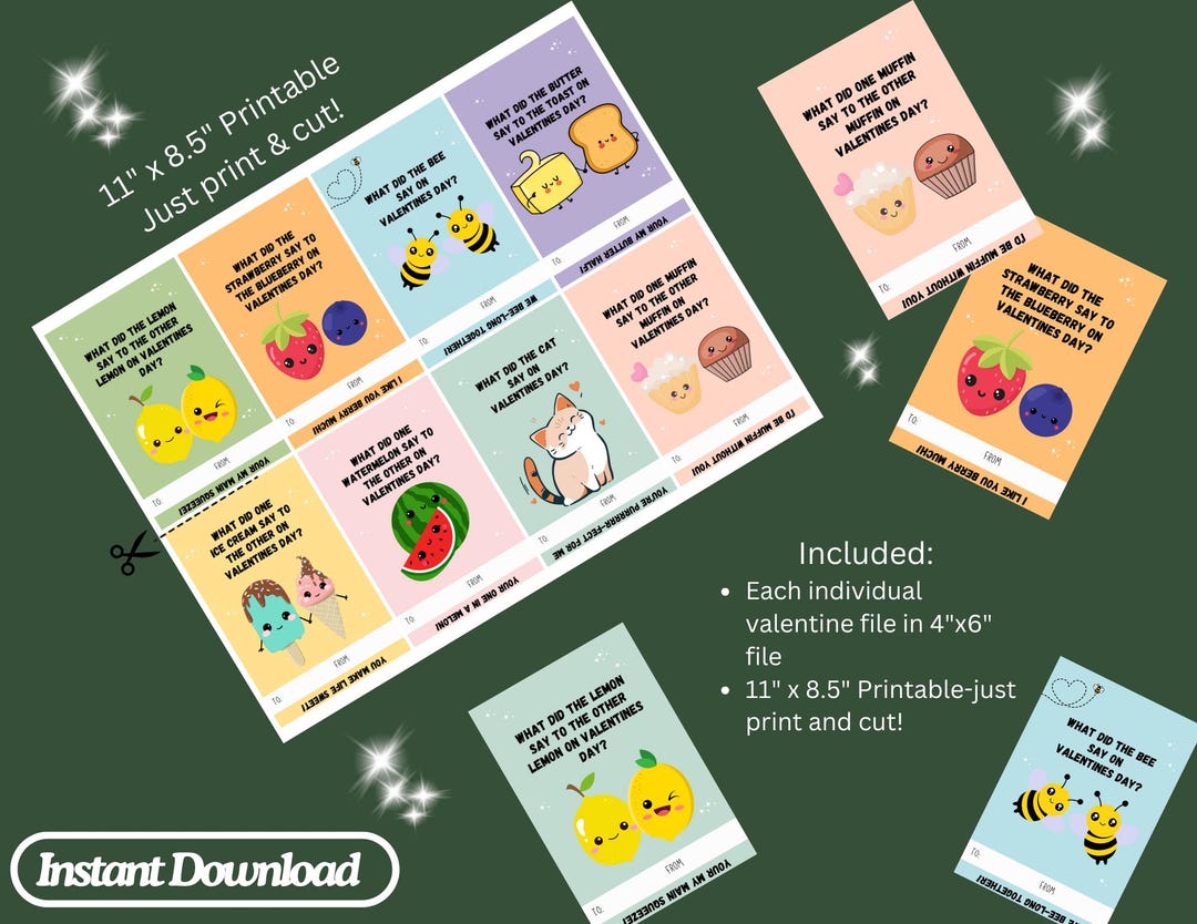 Printable Joke Valentines Cards: Kids Classroom Exchange (DIY) - Etsy