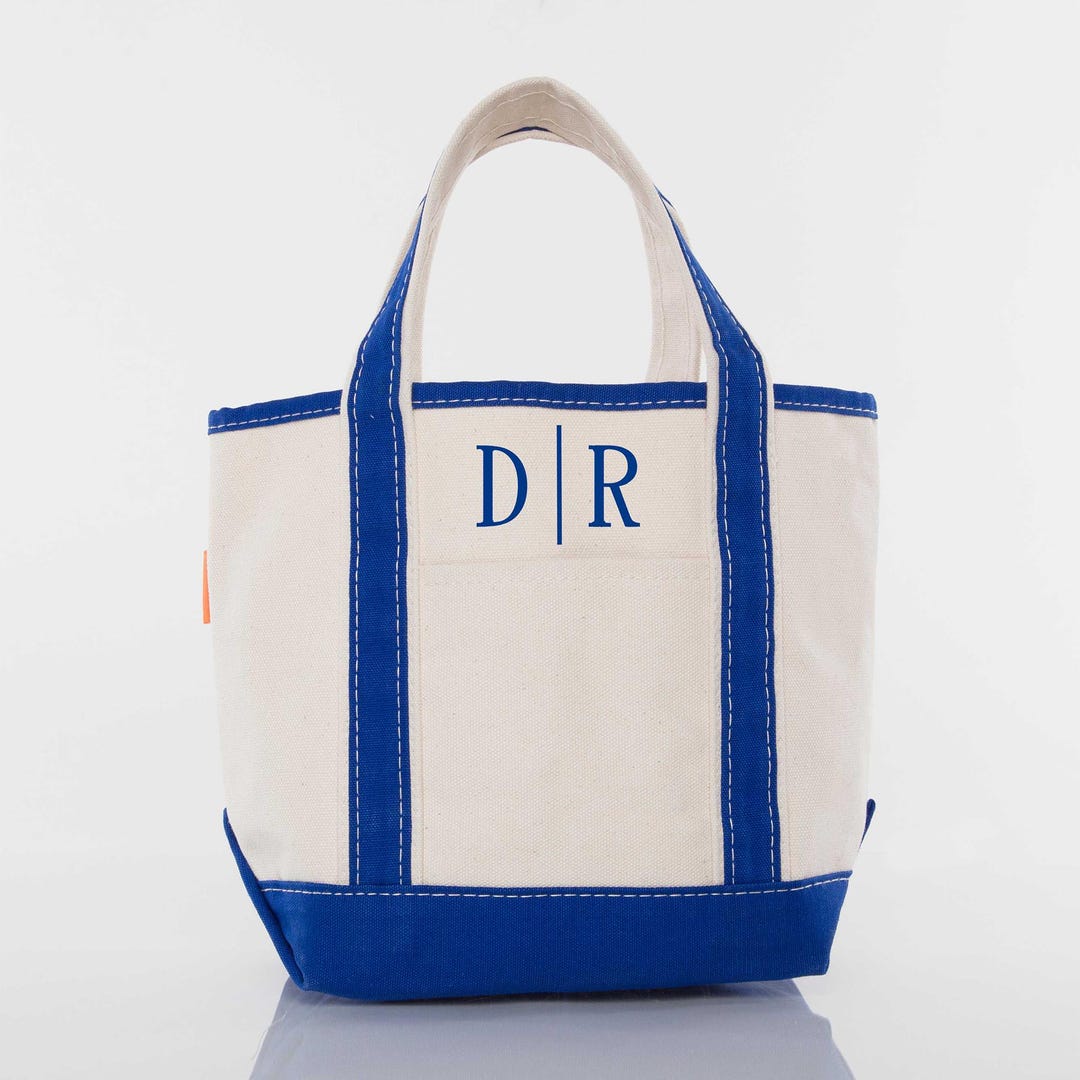 CB Station Open Top Small Tote, Royal Blue Trim, Can Be Monogrammed ...