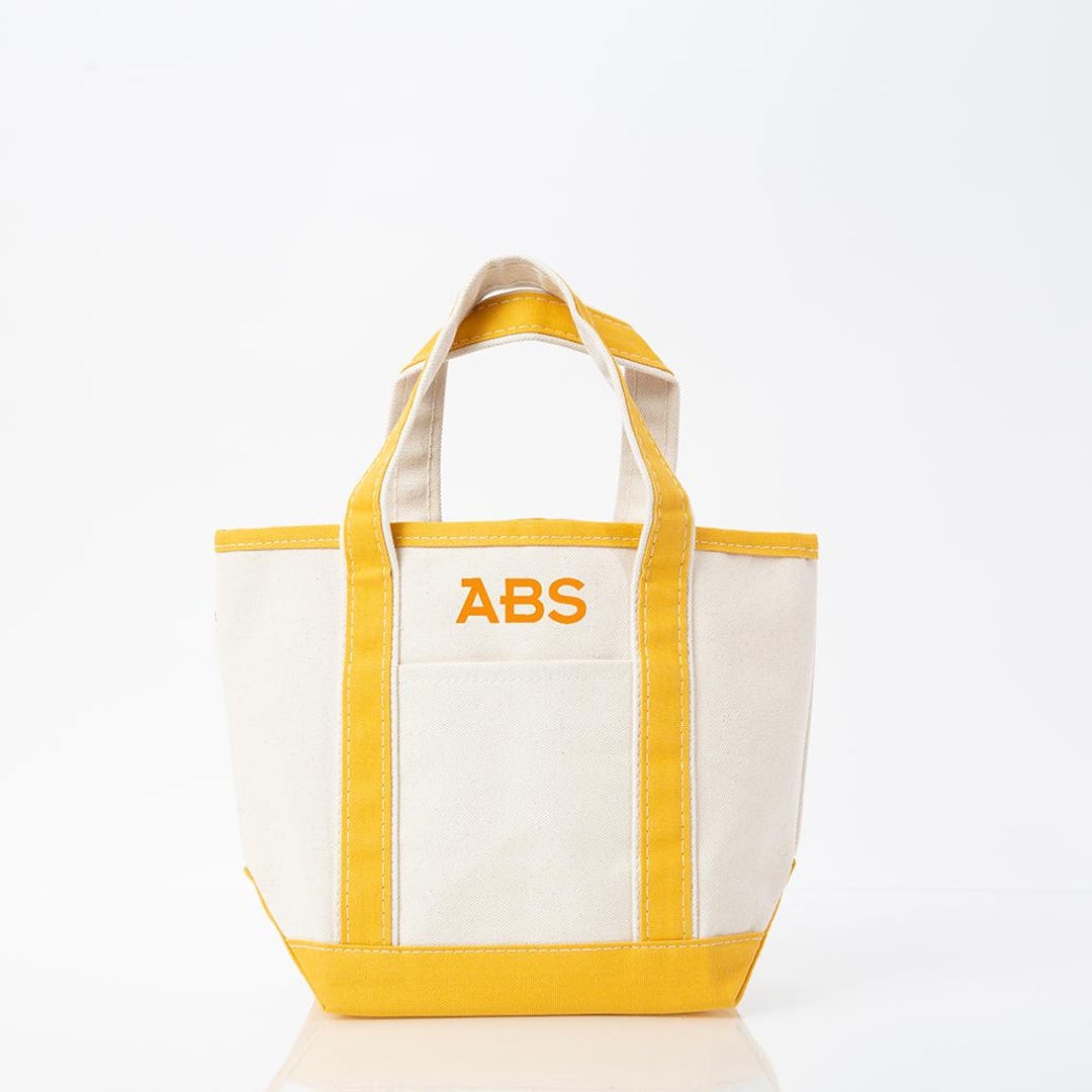 CB Station Open Top Small Tote, Mustard Trim, Can Be Monogrammed ...