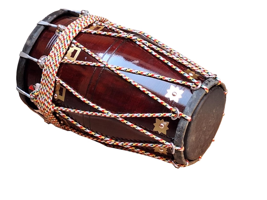 Dholak-nut+bolt, Designeer ( With Beautiful Carving Work), Indian Folk ...
