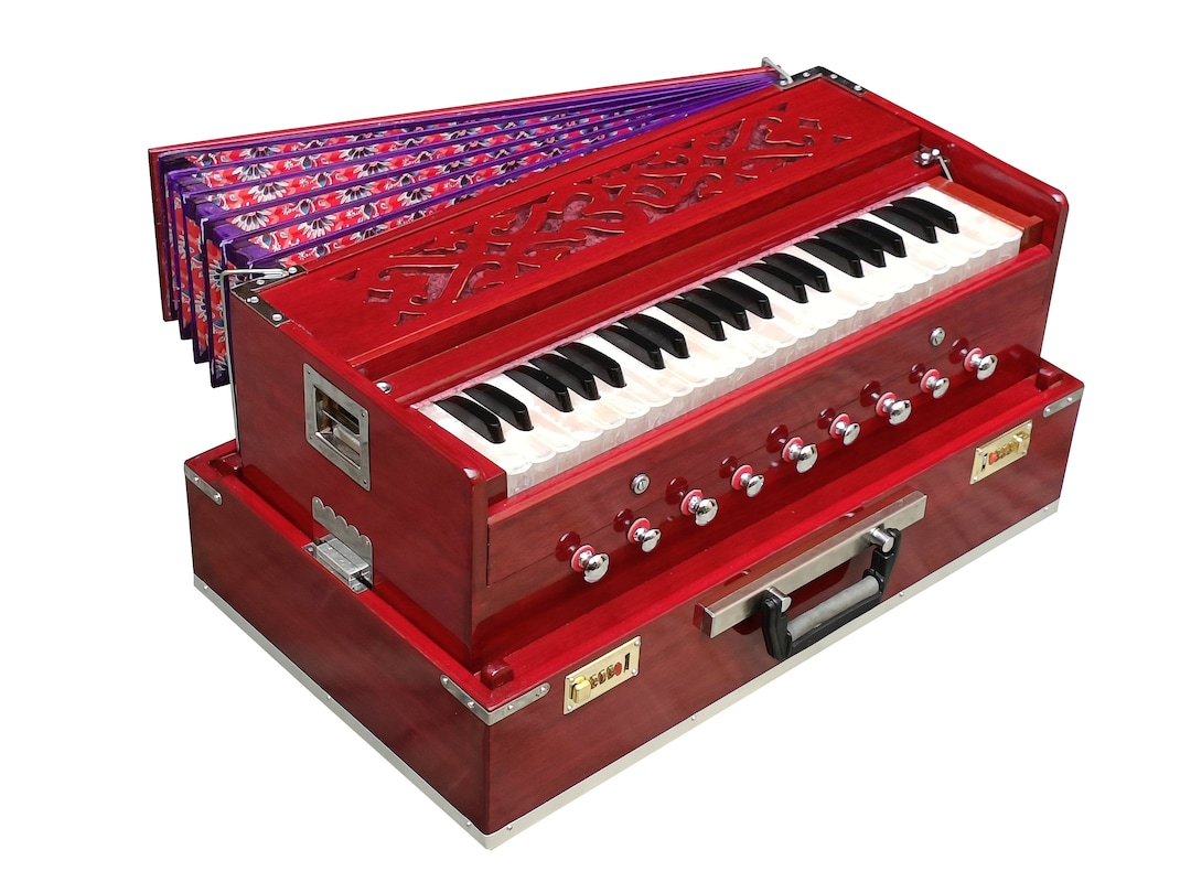 Harmonium Portable 3.5 Octave 9 Stops Double Reeds 7 Fold Bellow 42 ...