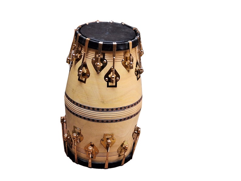 Handmade Dholak Drum: Indian Folk Instrument With Tuning Key & Bag - Etsy