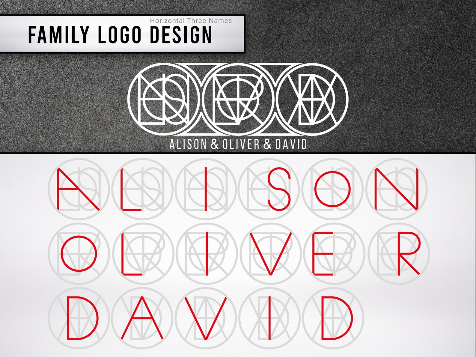 Family Logo Design Tattoo Logo Design Three Names Logo SVG - Etsy