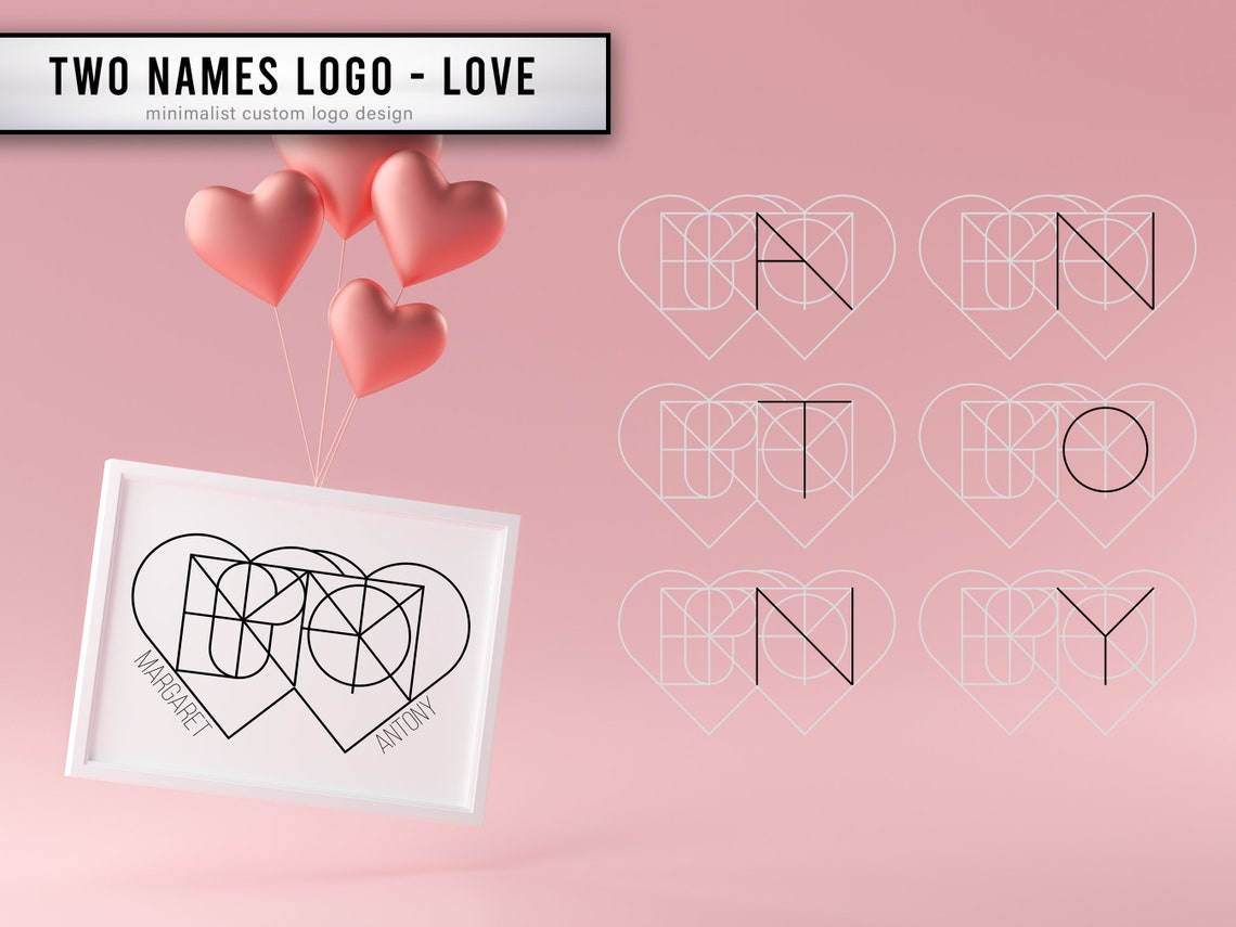 Two Names Logo Design Love Logo Tattoo Logo Design Names - Etsy
