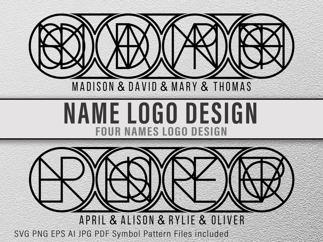 Four Names One Logo Design, Tattoo Logo Design, Name Logo SVG ...