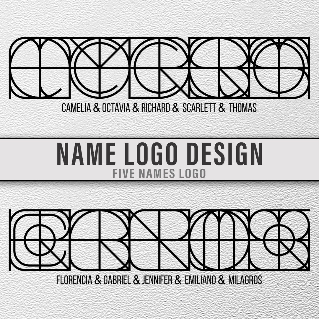 Five Names Logo Design, Tattoo Logo Design, Name Logo SVG, Minimalist ...