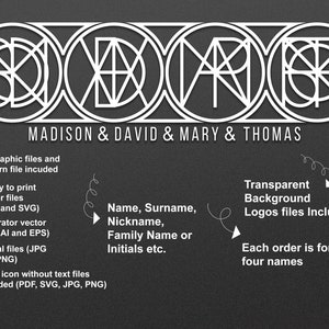 Four Names One Logo Design, Tattoo Logo Design, Name Logo SVG ...