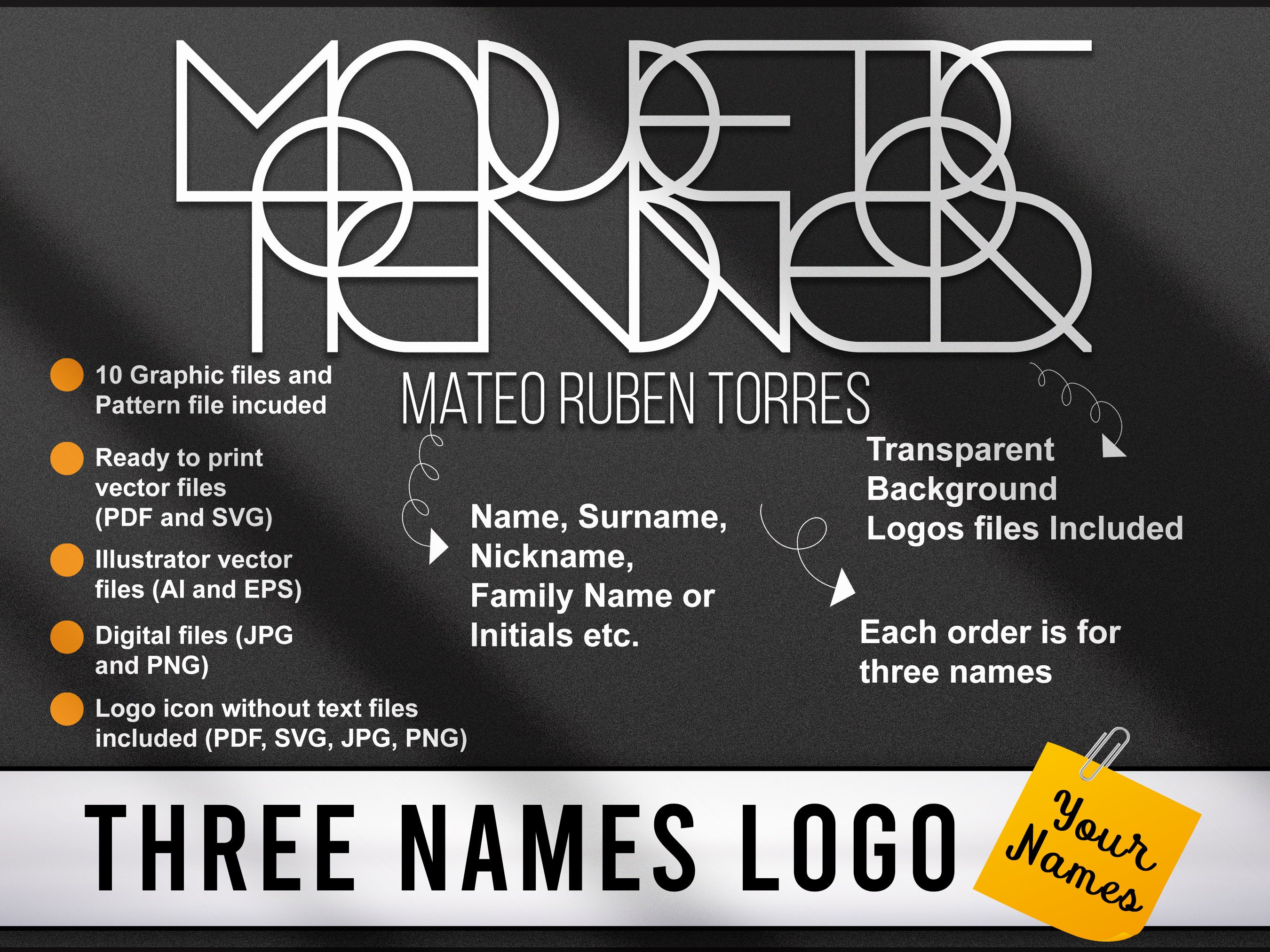 Custom Name Logo Design Three Names Logo Minimalist Logo - Etsy Canada