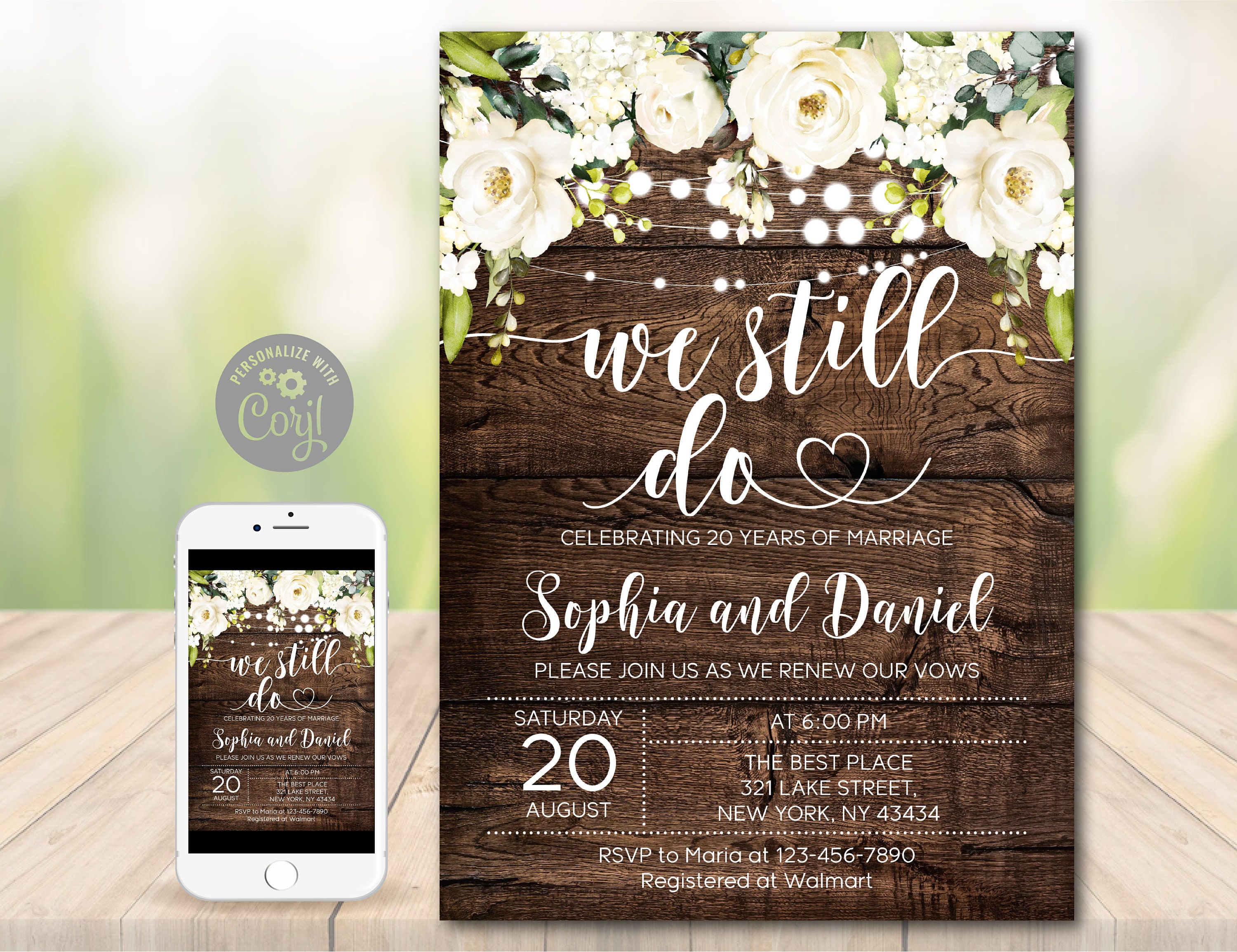 Rustic Vowel Renewal Invitation - Etsy