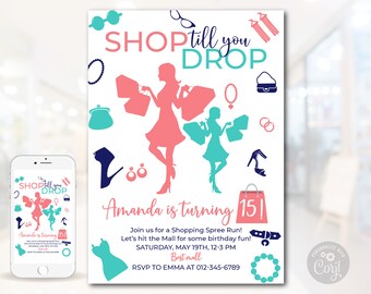 Shopping Birthday Invitation - Etsy