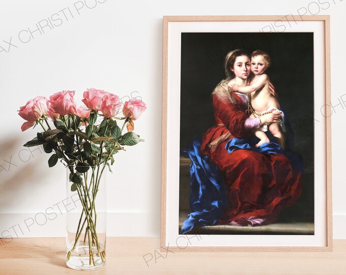 Our Lady of the Rosary Wall Art, Mary Artwork, Jesus and Mary Gifts ...