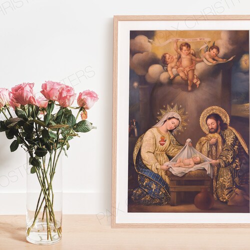 Holy Family at the Nativity DIGITAL PRINT Catholic Wall - Etsy
