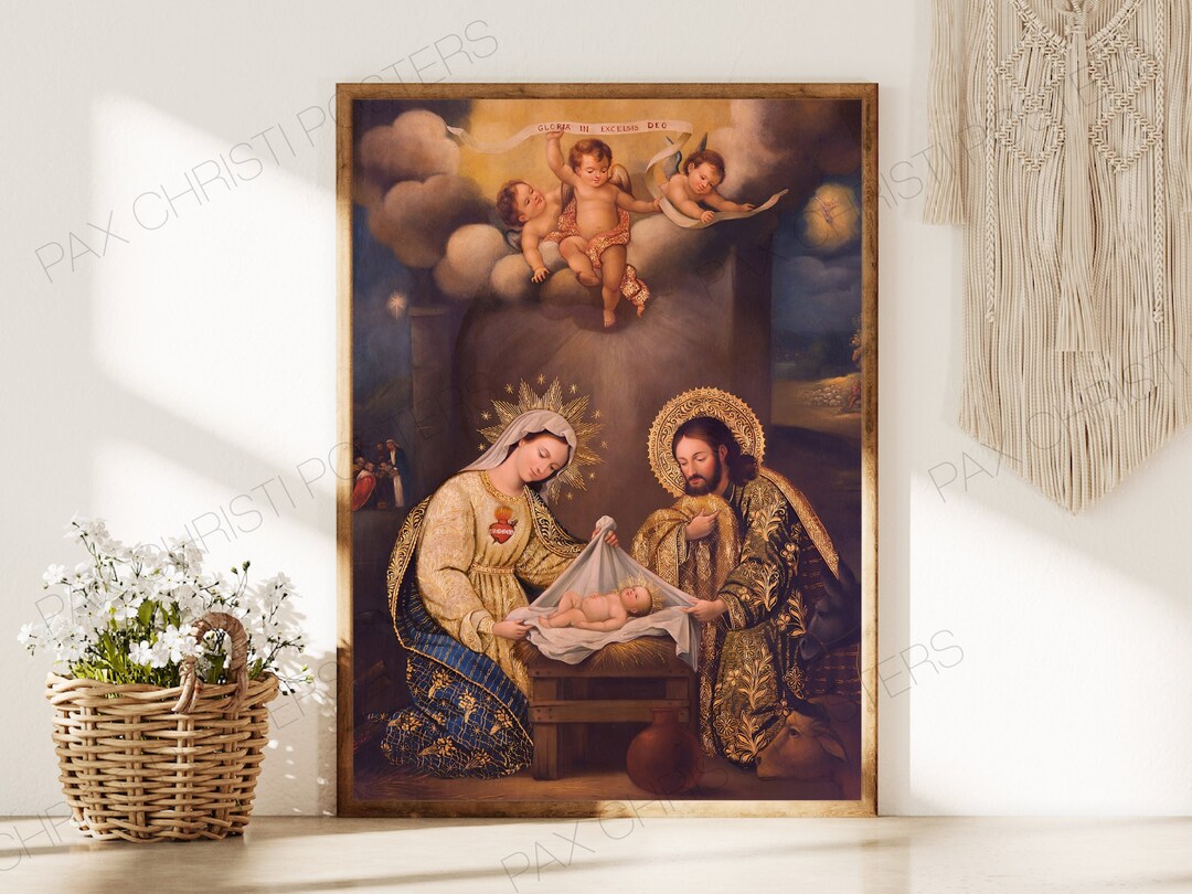 Holy Family at the Nativity MATTE POSTER - Catholic Wall Decor in 11x14 ...