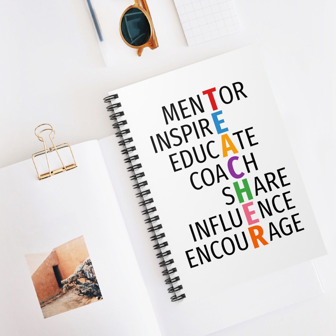 Teacher Definition Spiral Notebook Teaching Love Kindness School ...