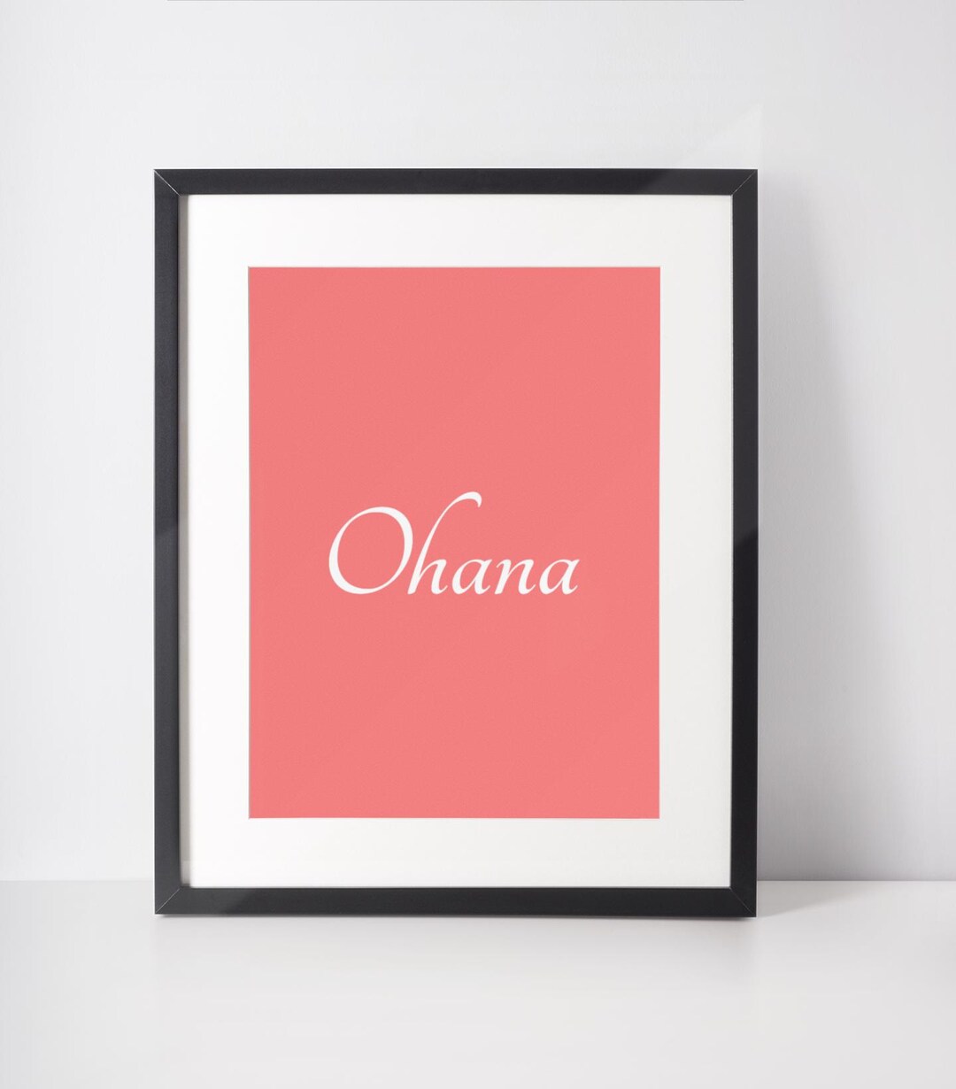 Hawaiian Ohana Quote Printable Wall Art | Coral Pink Typography for ...