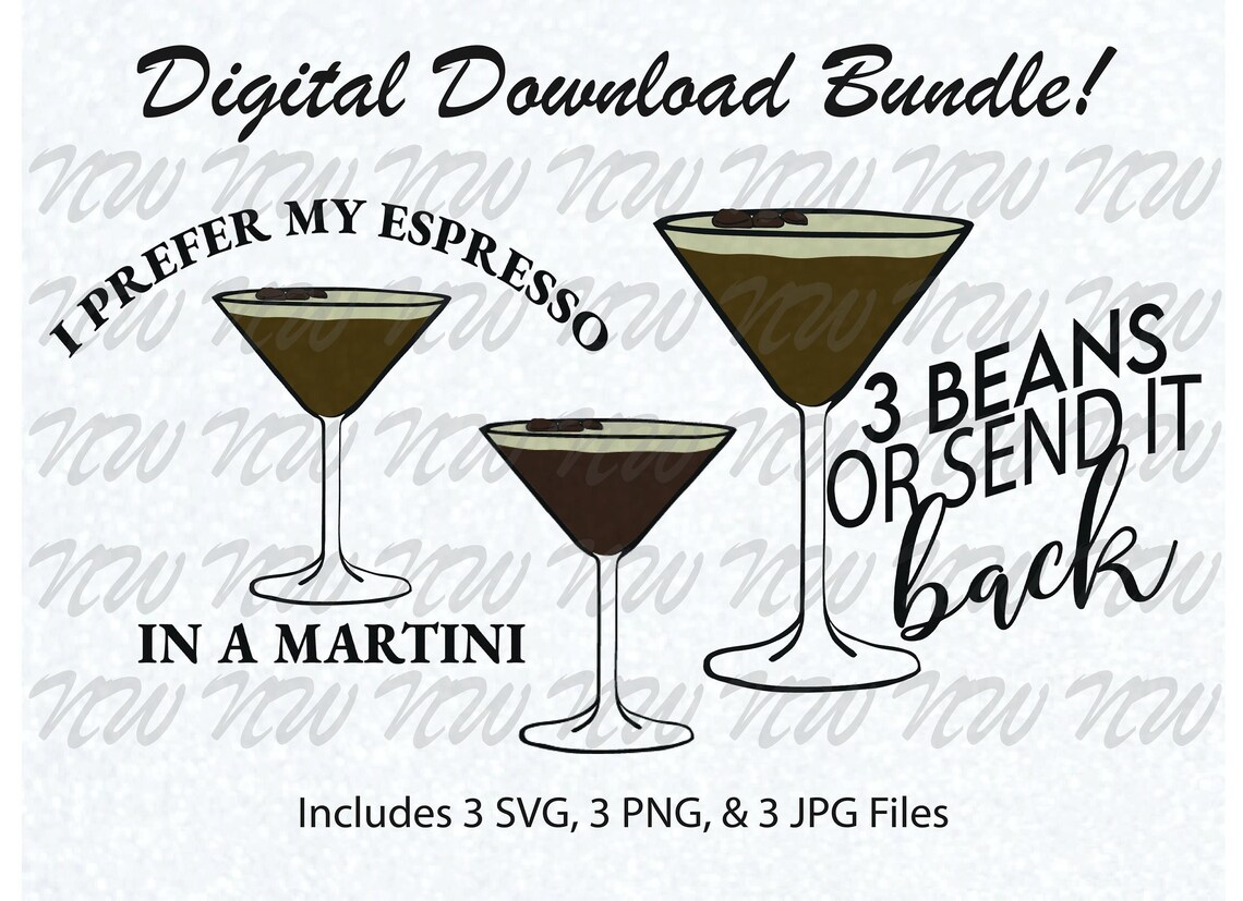 Espresso Martini Cut File Bundle - Instant Digital Download - Includes ...