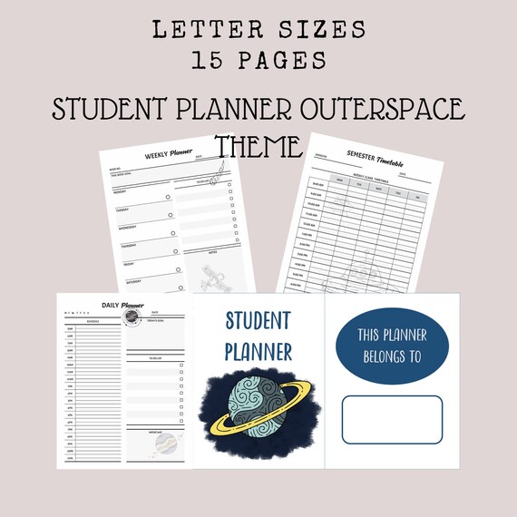 Student Planner Outerspace Astronaut Letter Size 8 1/2 X 11 - Etsy